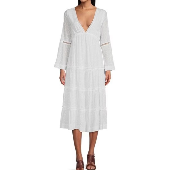 tailsman | Dresses | Talismanzelda Vneck Floral Embroidered Tiered Hem ...